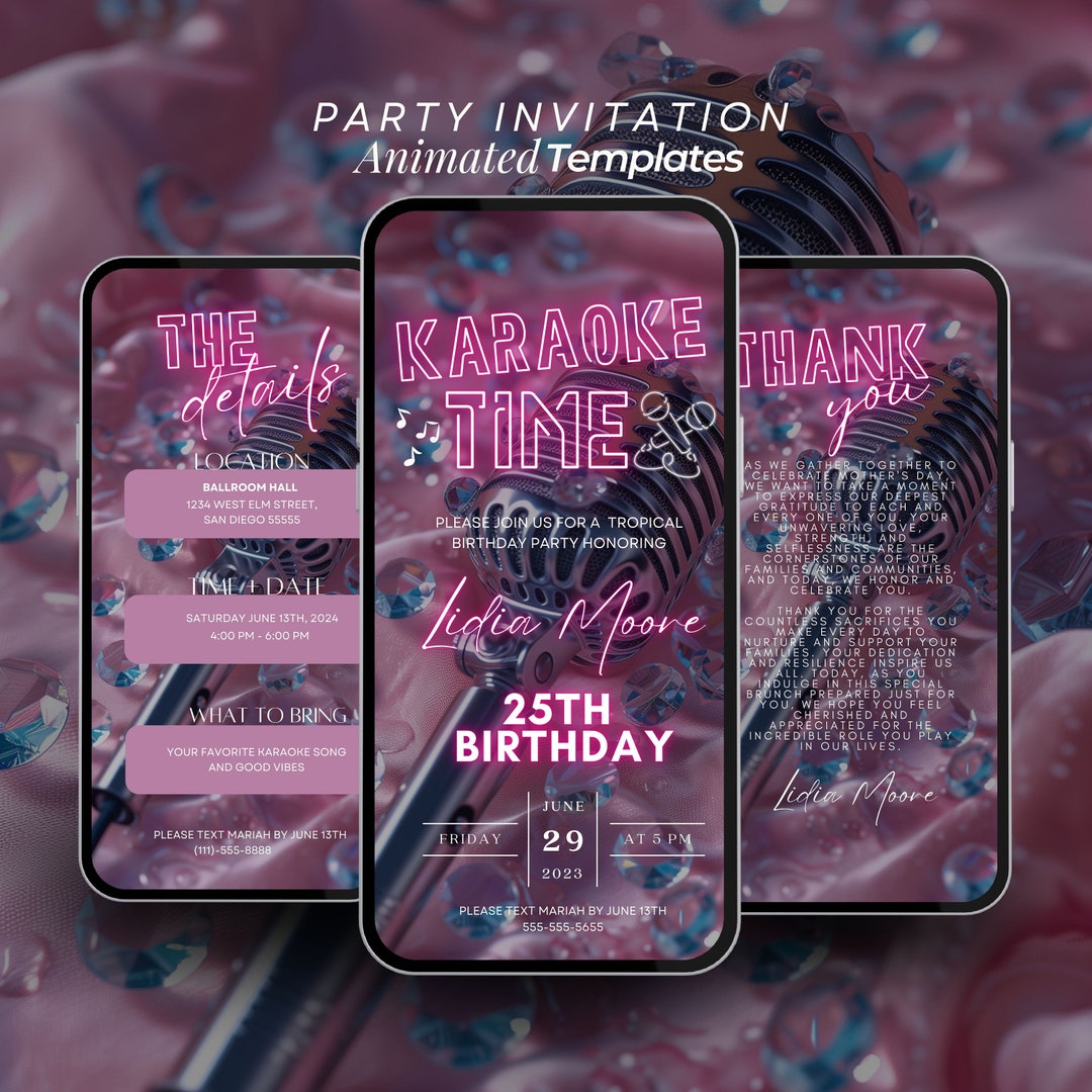 Karaoke Birthday Invitation, Music Party Invitation, Singing Party ...