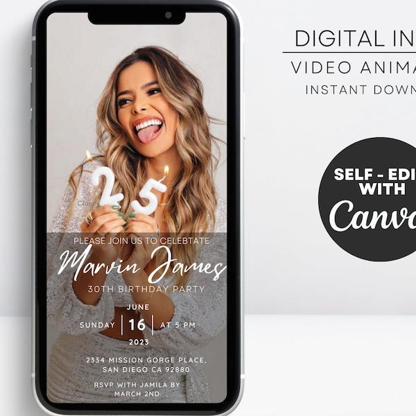 Digital Photo Birthday Invitation - Etsy