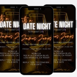 Date Night Invitation Night Out, Couple Date, Dinner Date Invite ...