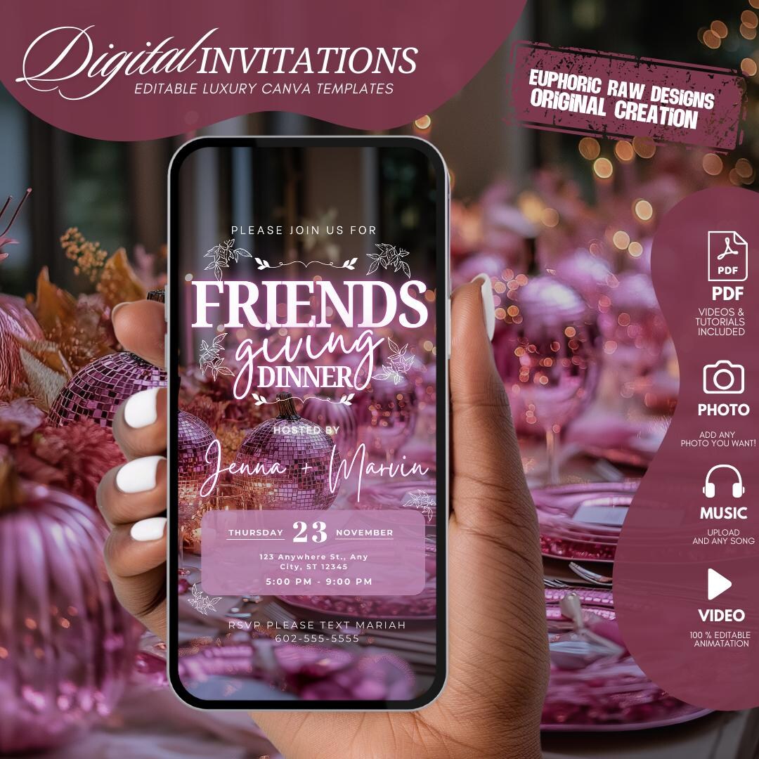 Friendsgiving Dinner Invitation, Customizable Thanksgiving Dinner ...