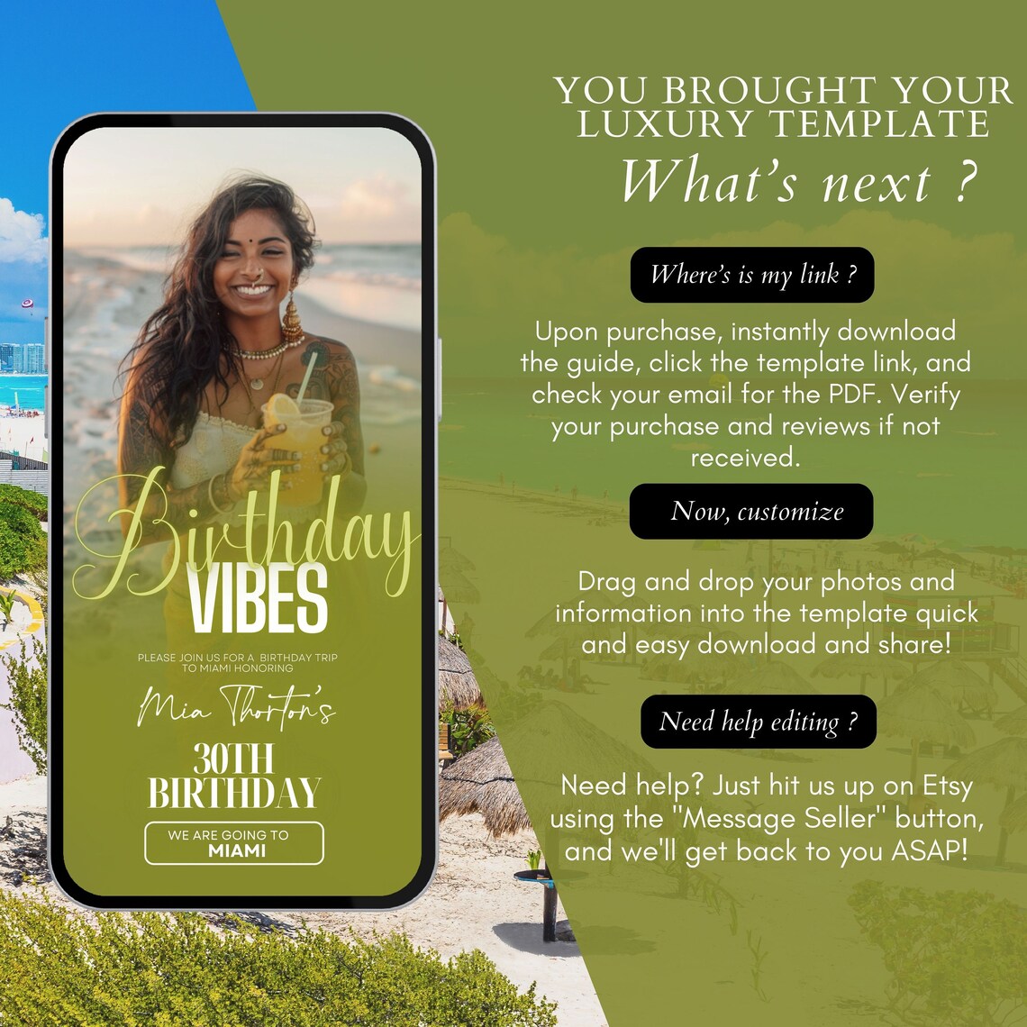 Birthday Weekend Invitation, Girls Trip Birthday Vibes Itinerary ...