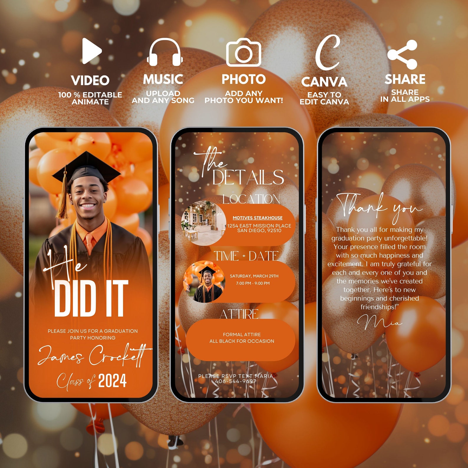 Class of 2024 Graduation Invites, Grad Announcement, High School ...