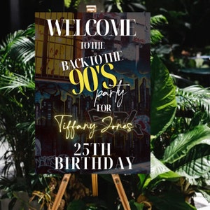 90s Birthday Party Welcome Sign, Printable Sign, Birthday Sign, Welcome ...