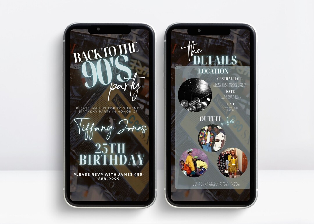 Digital 90s Birthday Invitation, 90s Party Invite, House Party Invite ...