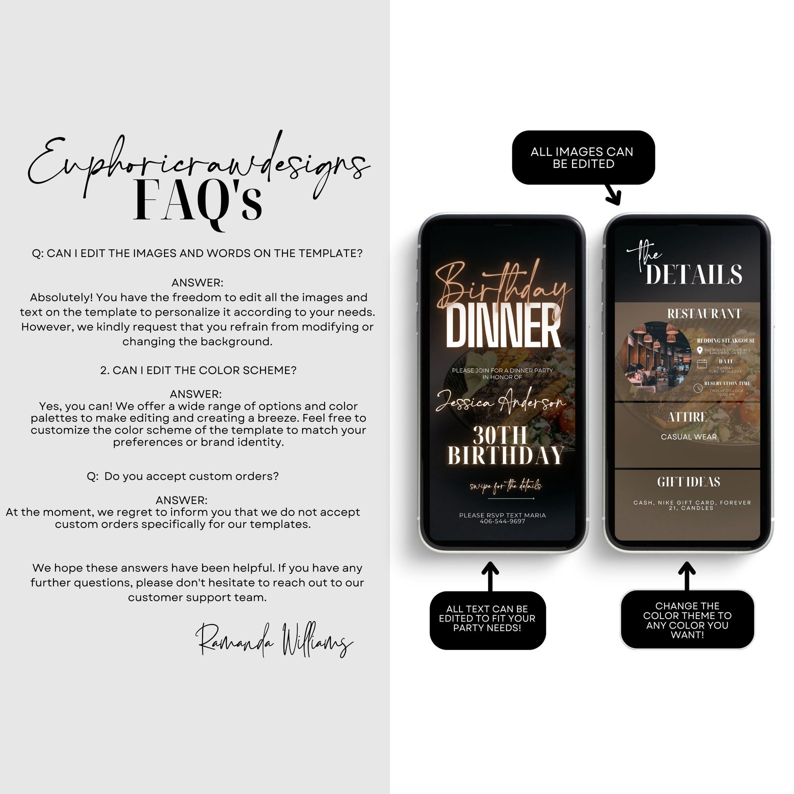 Animated Birthday Dinner Invitation: Editable Canva Video (digital) - Etsy
