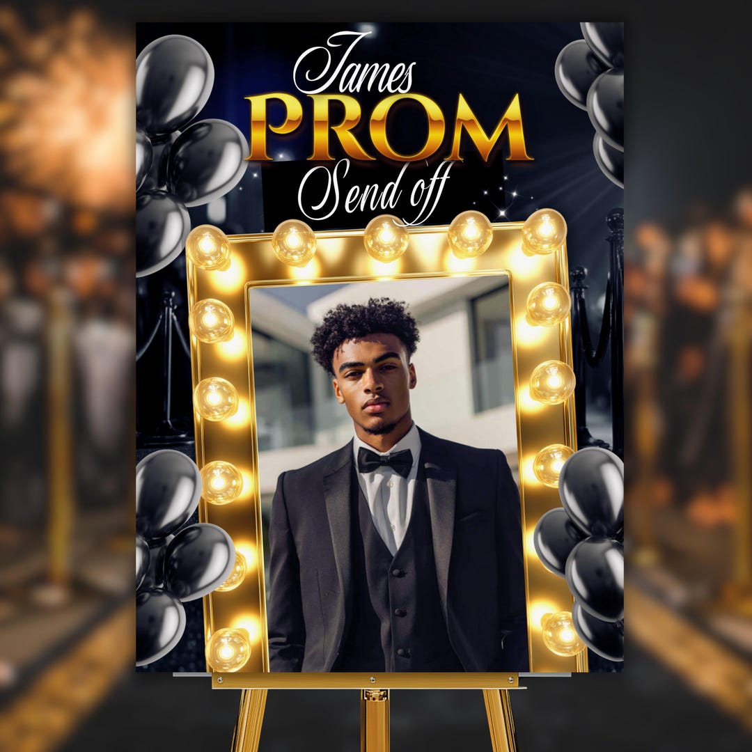 Black and Gold Prom Welcome Sign Template, Editable Prom Entrance ...