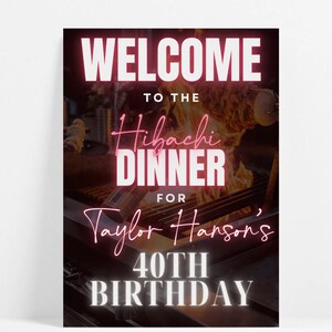 Printable Hibachi Invitation, Birthday Welcome Sign Japanese Restaurant ...