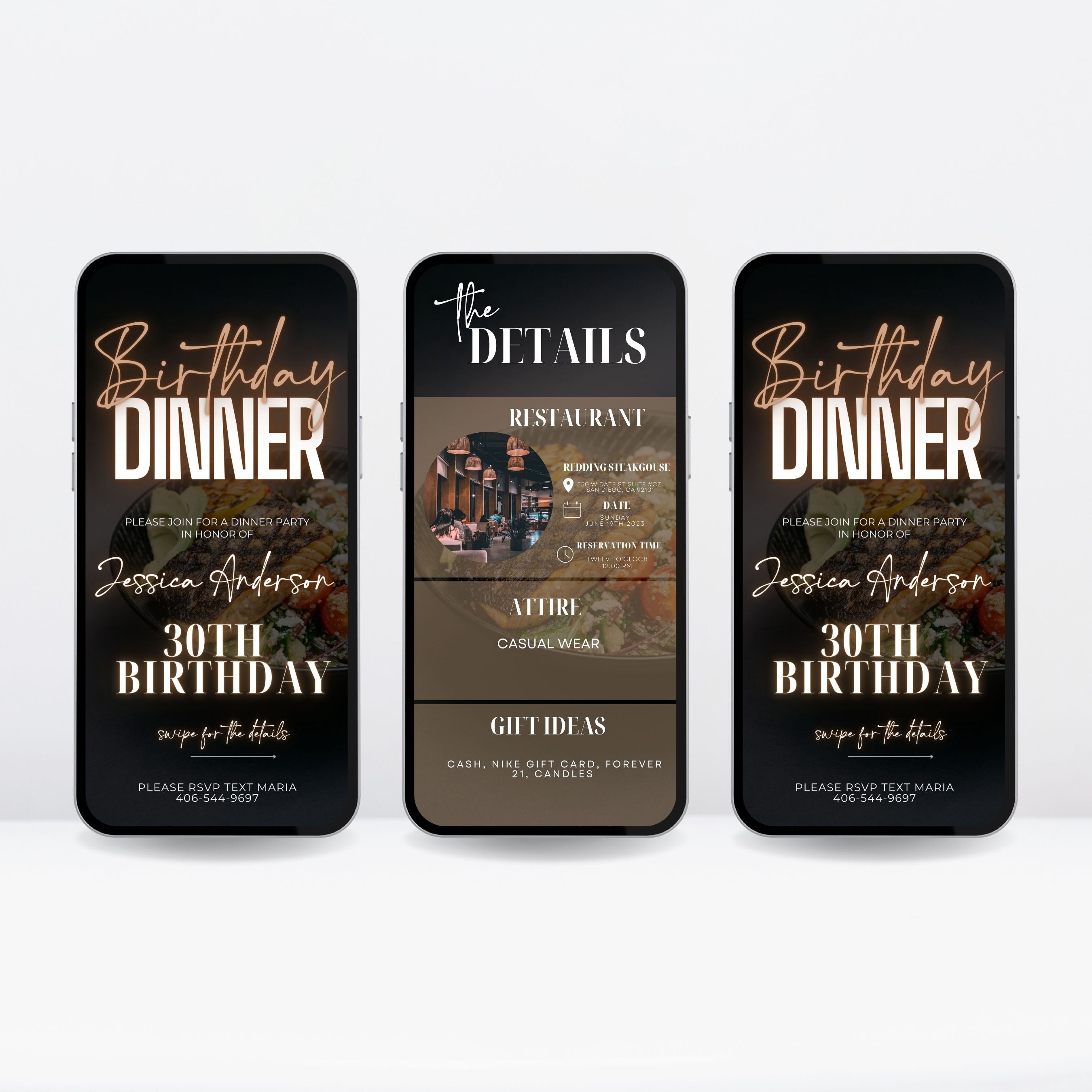Animated Birthday Dinner Invitation: Editable Canva Video (digital) - Etsy