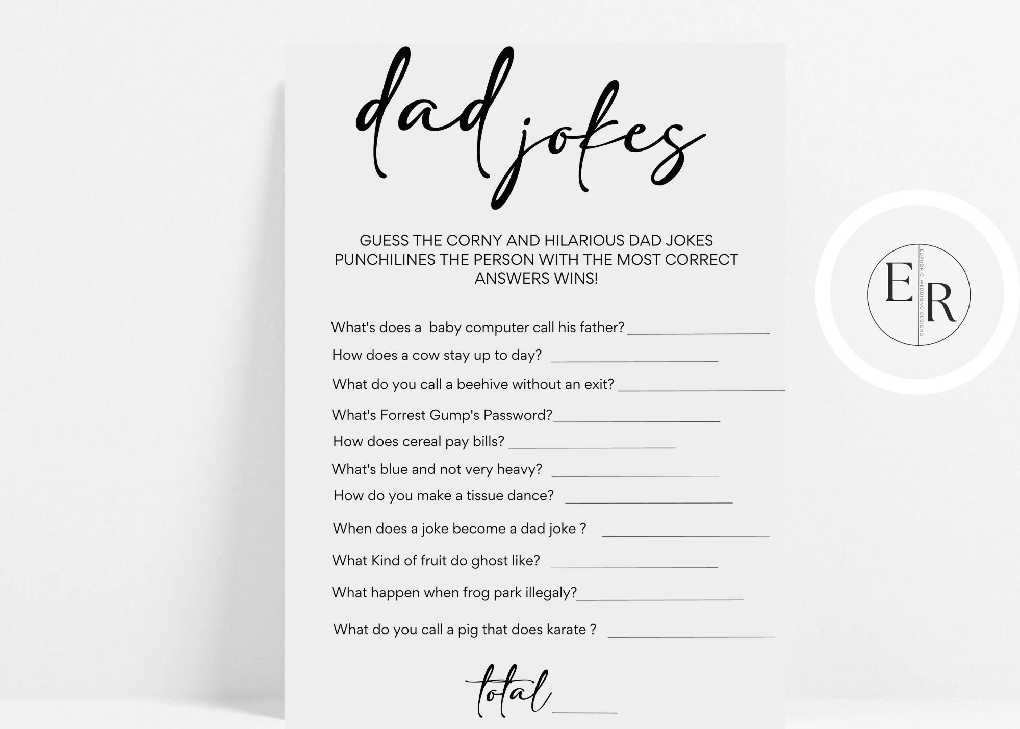 Dad Jokes Baby Shower Game Dad Games Trivia Riddles Funny - Etsy