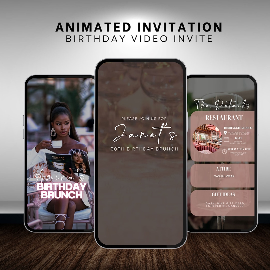 Animated Brunch Invite, Video Flyer, Birthday Brunch Invitation, Brunch ...