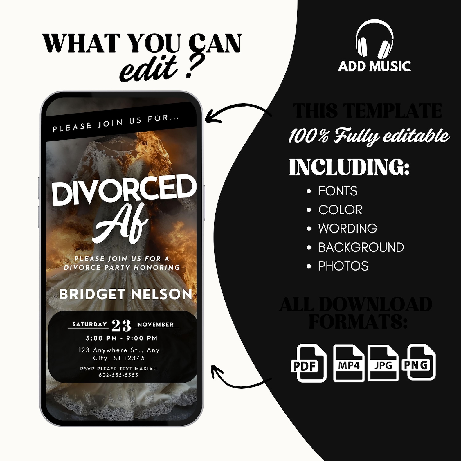 Digital Divorce Party Invitation, Break up Separation DIY Template ...