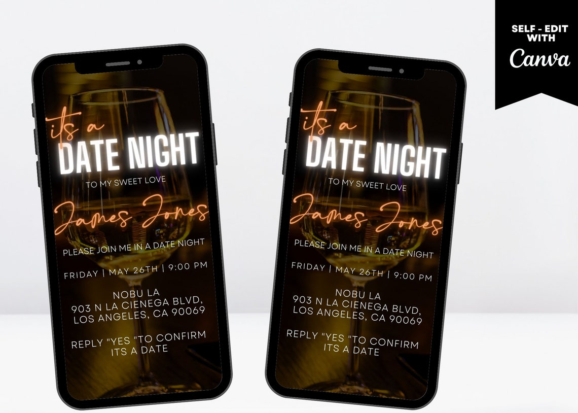 Date Night Invitation Night Out, Couple Date, Dinner Date Invite ...
