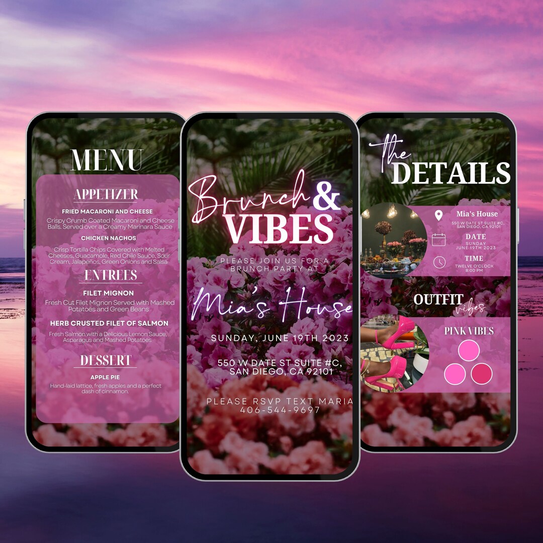 Brunch Flyer Invite, Digital Birthday Brunch Invitation, Brunch Menu ...
