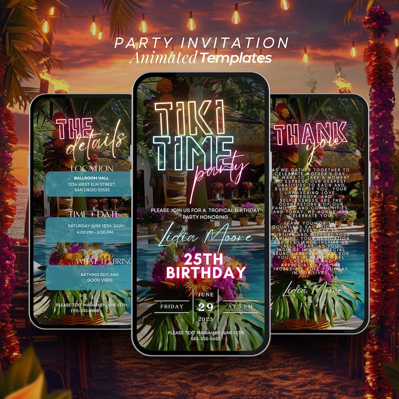 Tiki Invitations - Etsy