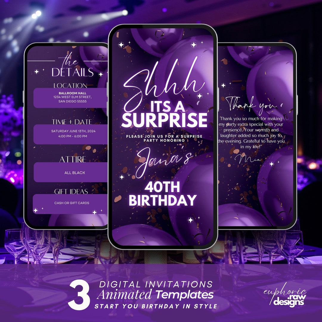 Editable Surprise Birthday Dinner Invitation Video Template for Her or ...