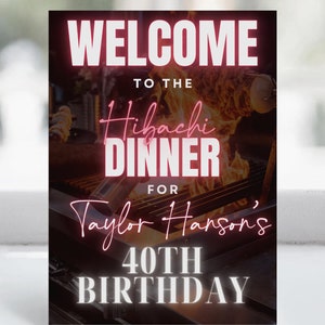 Printable Hibachi Invitation, Birthday Welcome Sign Japanese Restaurant ...