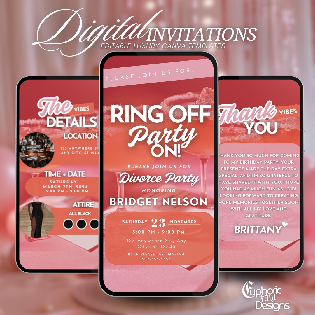 Digital Divorce Party Invitation, Break up Separation DIY Template ...