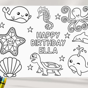 Editable Coloring Page for Kids, Under the Sea Birthday Coloring Page ...