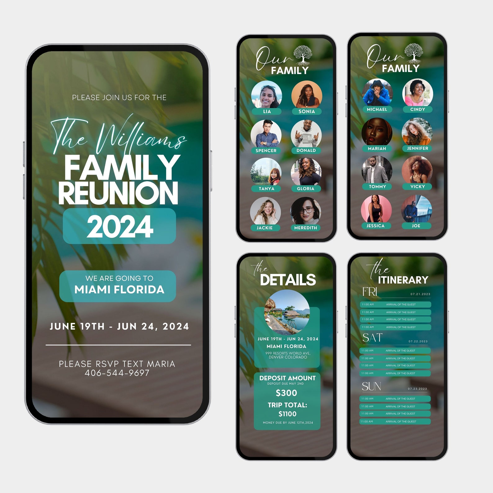Digital Family Reunion Itinerary, Family Trip Travel Planner, Editable ...