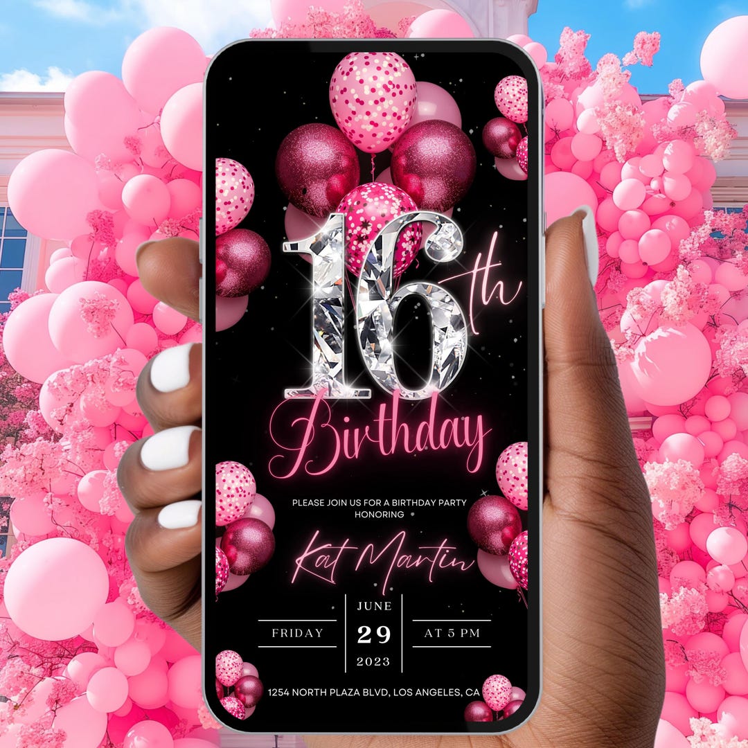 16th Birthday Party Invitation, Blush Pink Digital 16th Glam Dinner ...