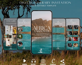 Africa Itinerary Invitation Template, South Africa Girls Trip Planner ...