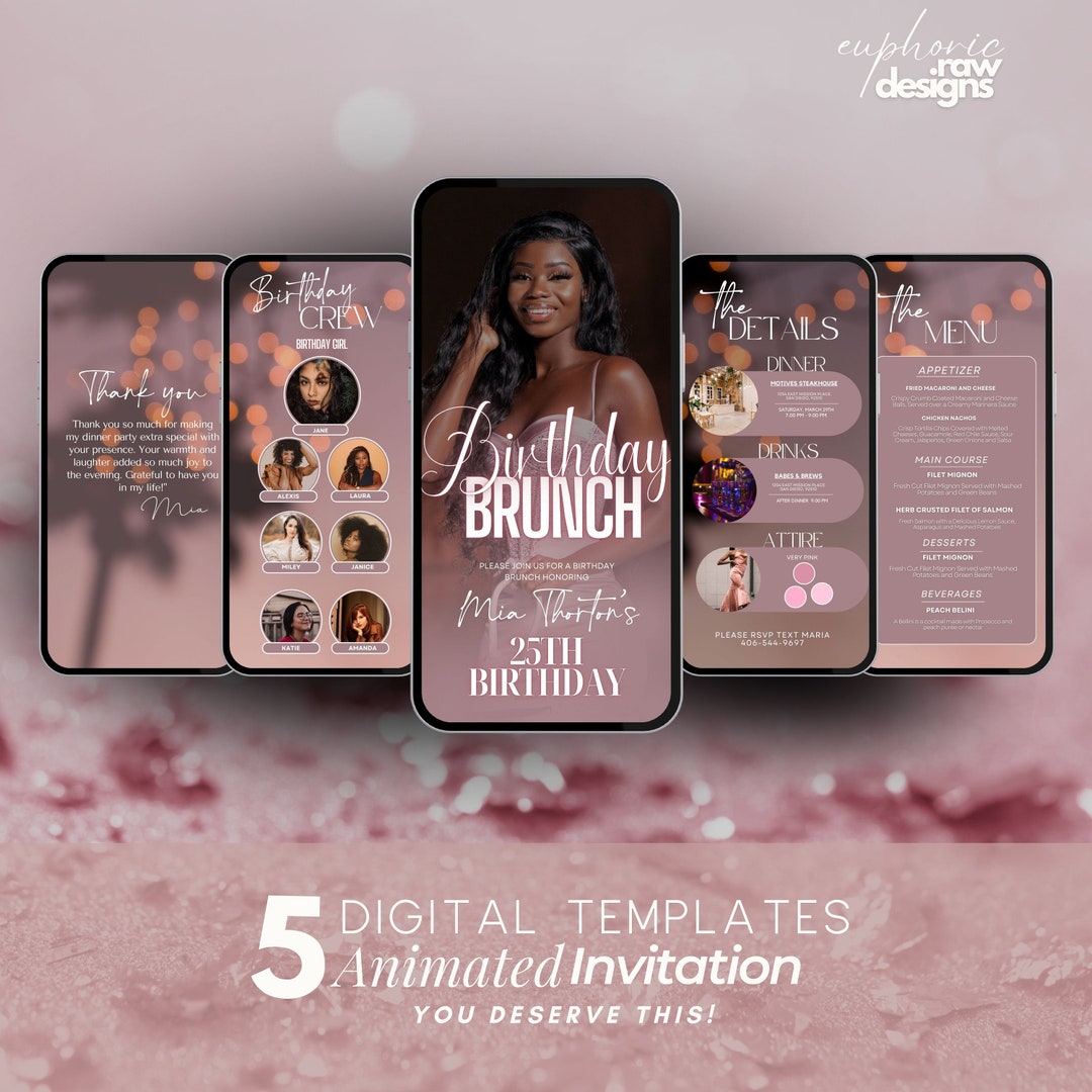 Animated Brunch Invite, Video Flyer, Birthday Brunch Invitation, Brunch ...