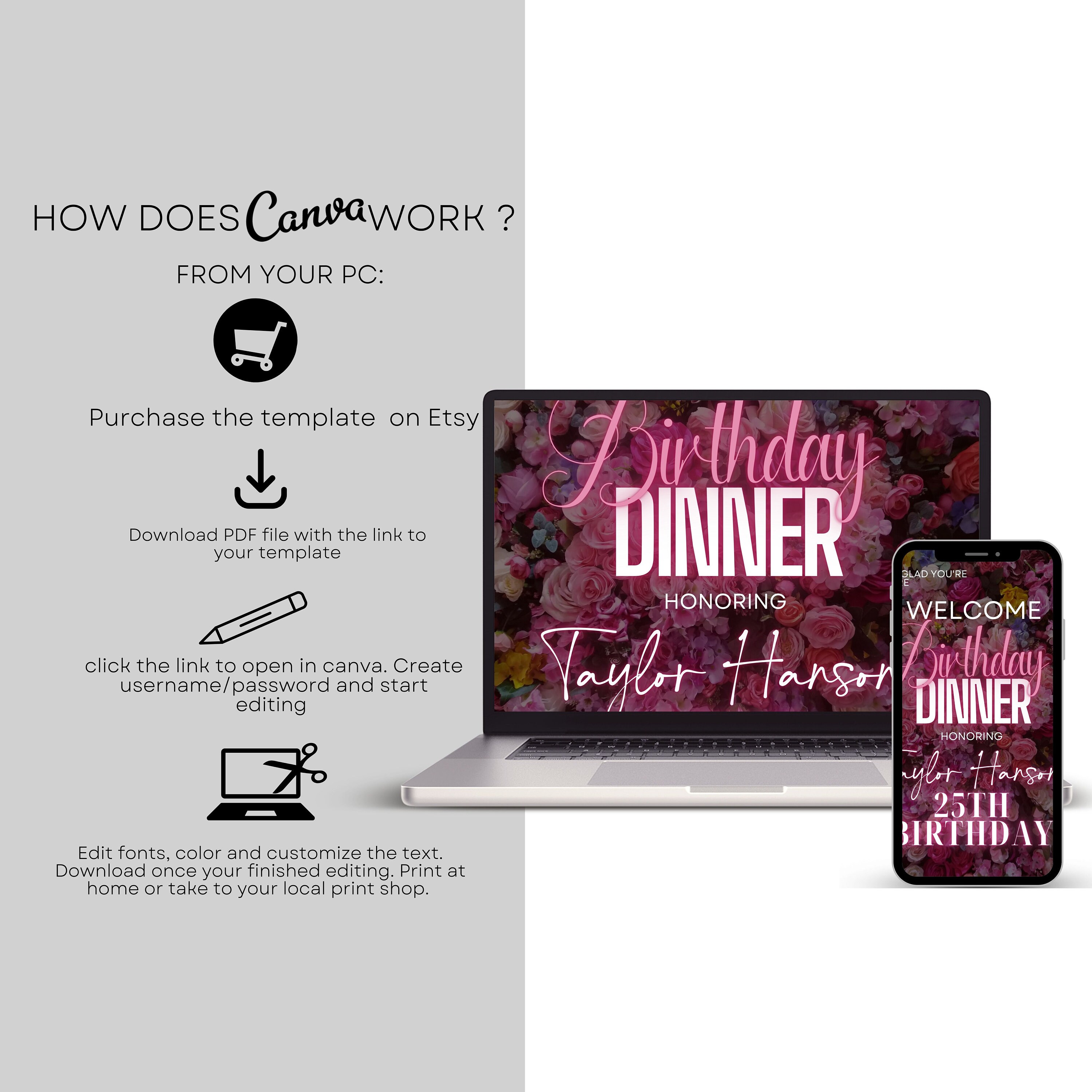 Birthday Dinner Welcome Sign, Printable Sign, Birthday Sign, Welcome ...