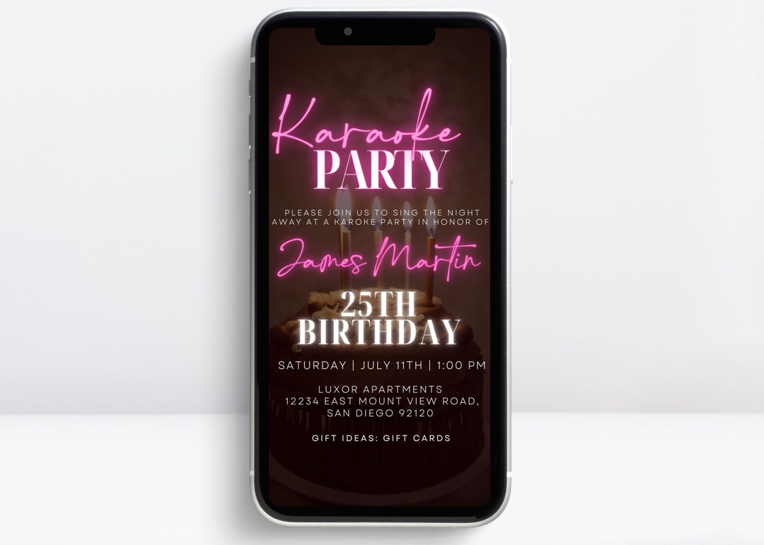 Karaoke Party, Karaoke Birthday Party, Music Party Invitation, Karaoke ...