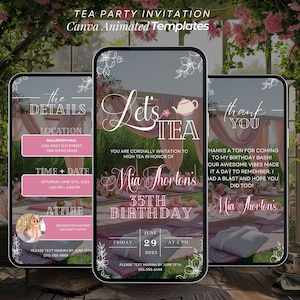 High Tea Party Birthday Invitation, Lets Partea Editable Floral Ladies ...