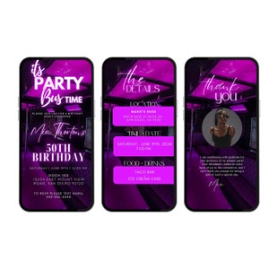 Party Bus Birthday Invitation, Limo Party Invitation, Birthday Party ...