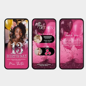 13th Birthday Invitation, Animated 13th Party Invite, 13th Invite ...