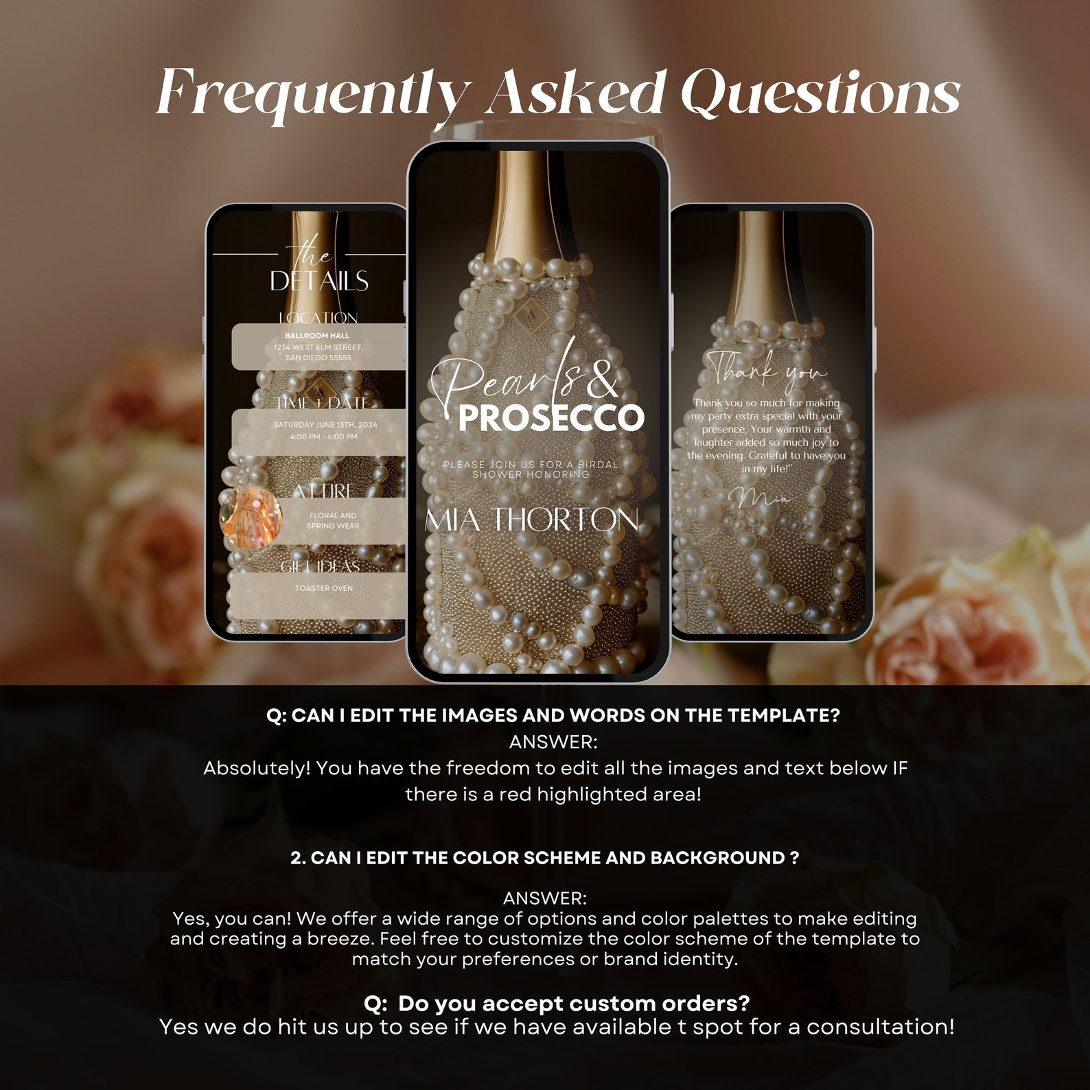 Pearls and Prosecco Bridal Shower Invitation, Floral Bridal Brunch ...