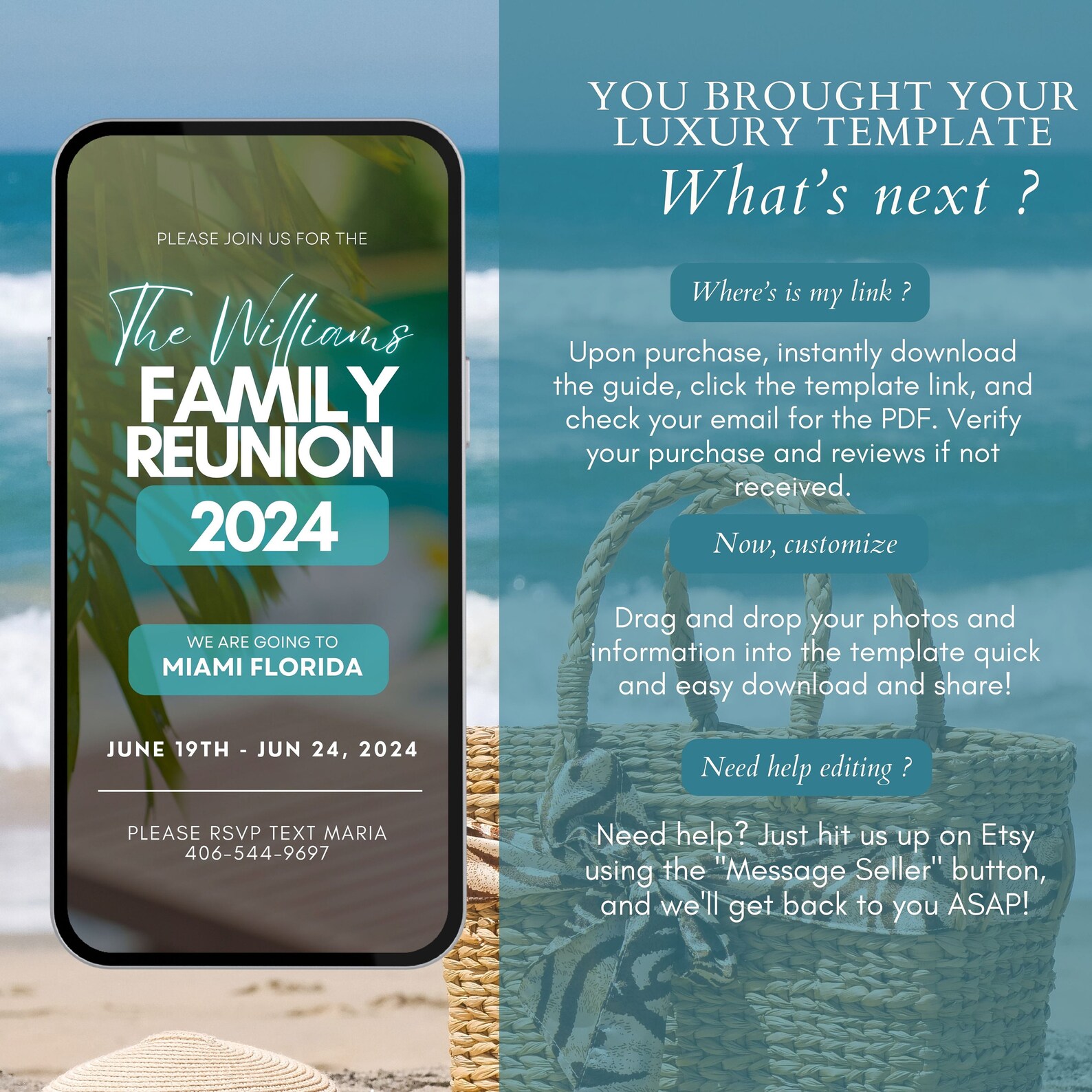 Digital Family Reunion Itinerary, Family Trip Travel Planner, Editable ...