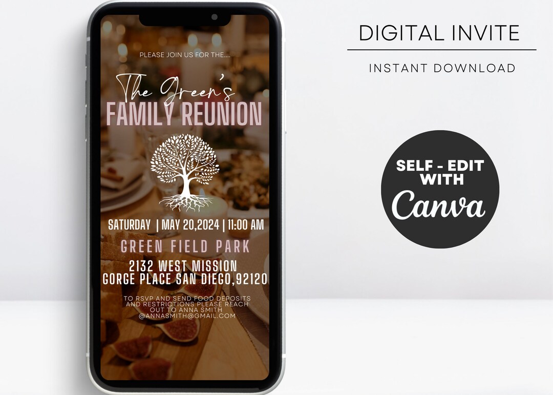 Digital Family Reunion Invitation Template , Family Party Invitation ...