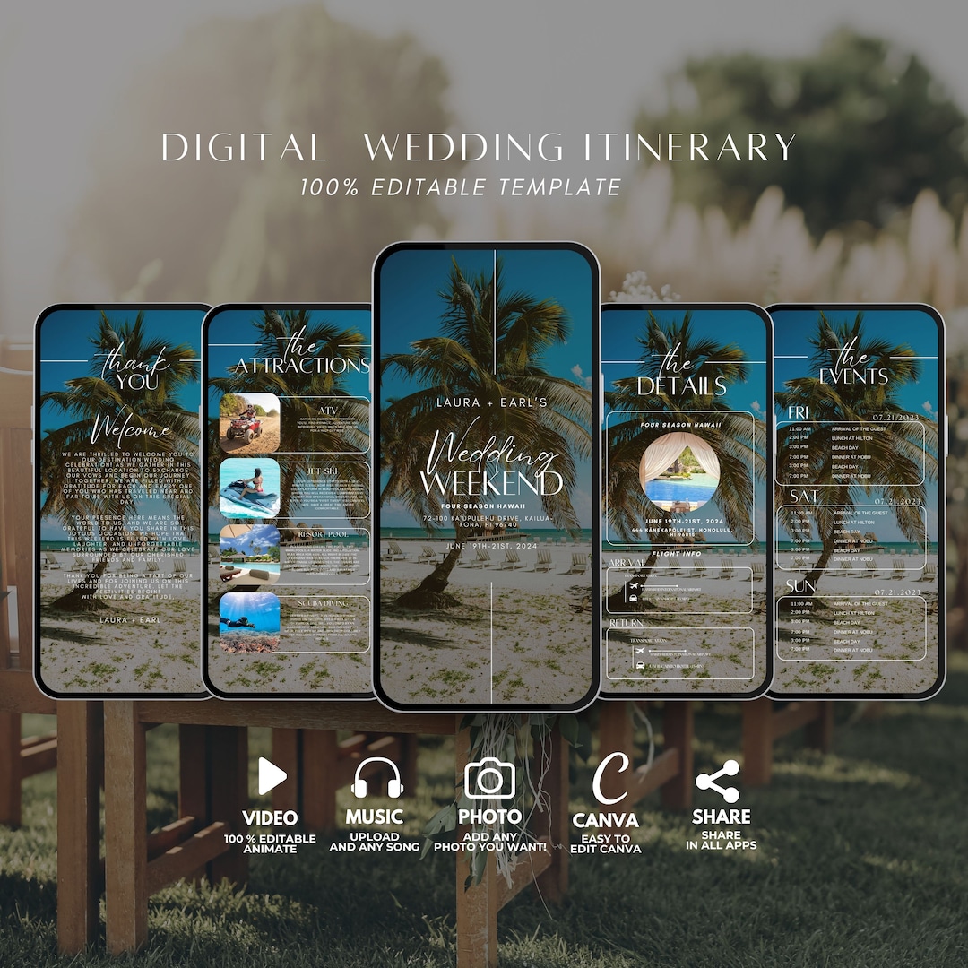 Digital Destination Wedding Invitation Itinerary, Travel Wedding ...