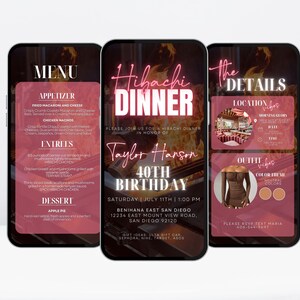 Digital Hibachi Invitation, Birthday Dinner Invite, Japanese Restaurant ...