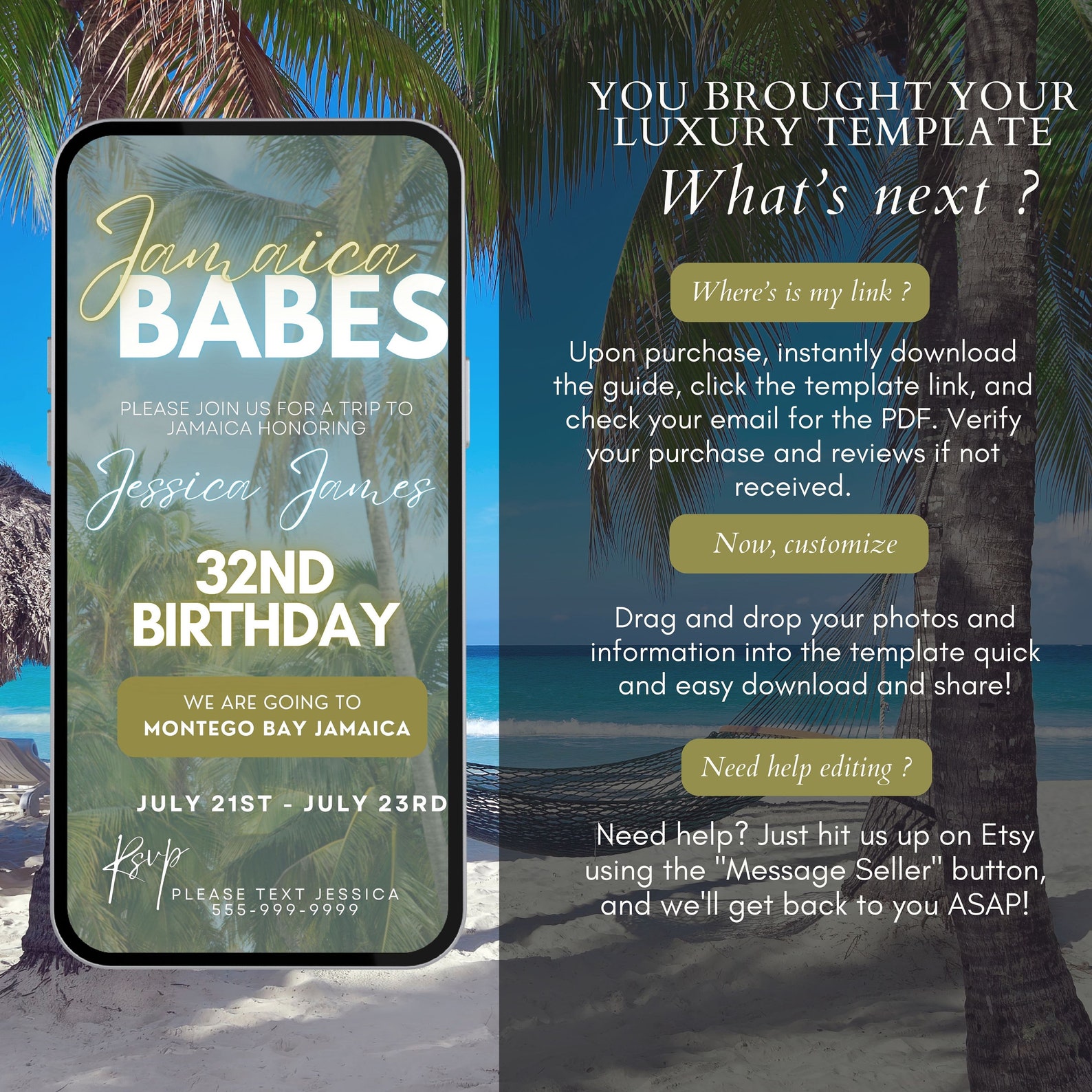 Digital Birthday Weekend, Jamaica Vacation Animated Itineraries, Trip ...