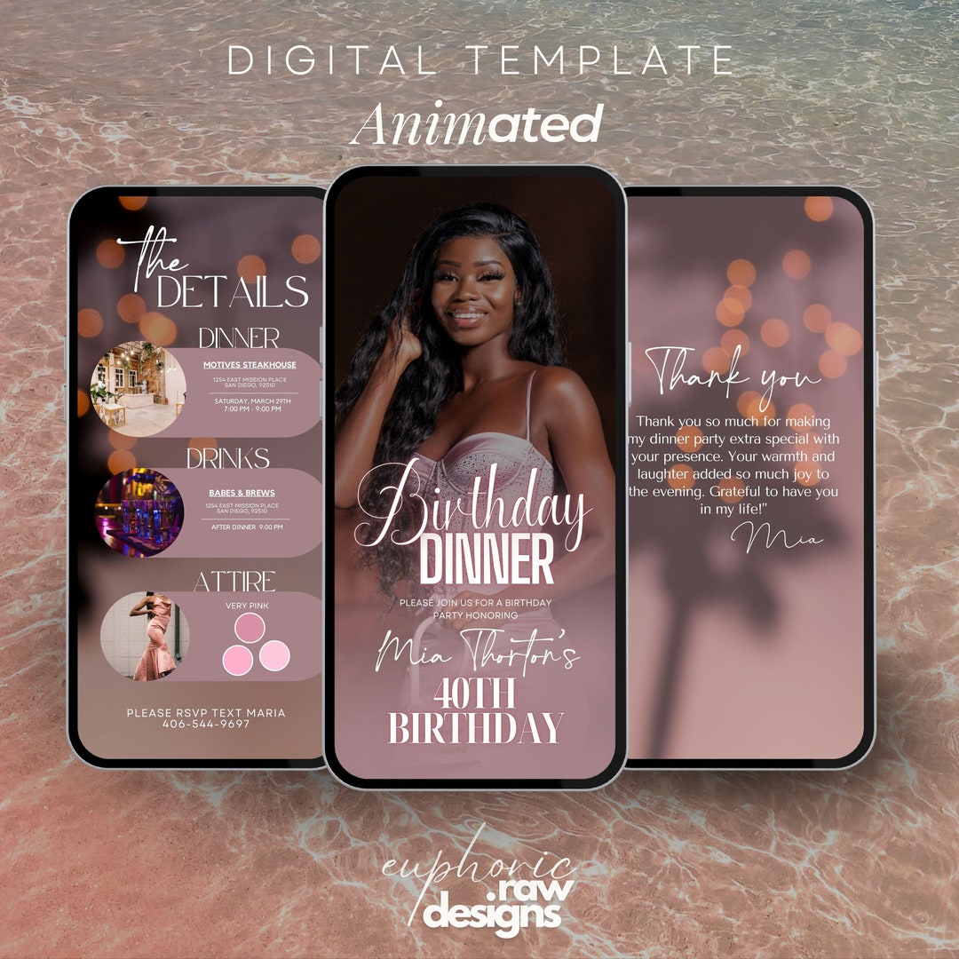 Digital Birthday Dinner Invitation, Birthday Dinner, Digital Birthday ...