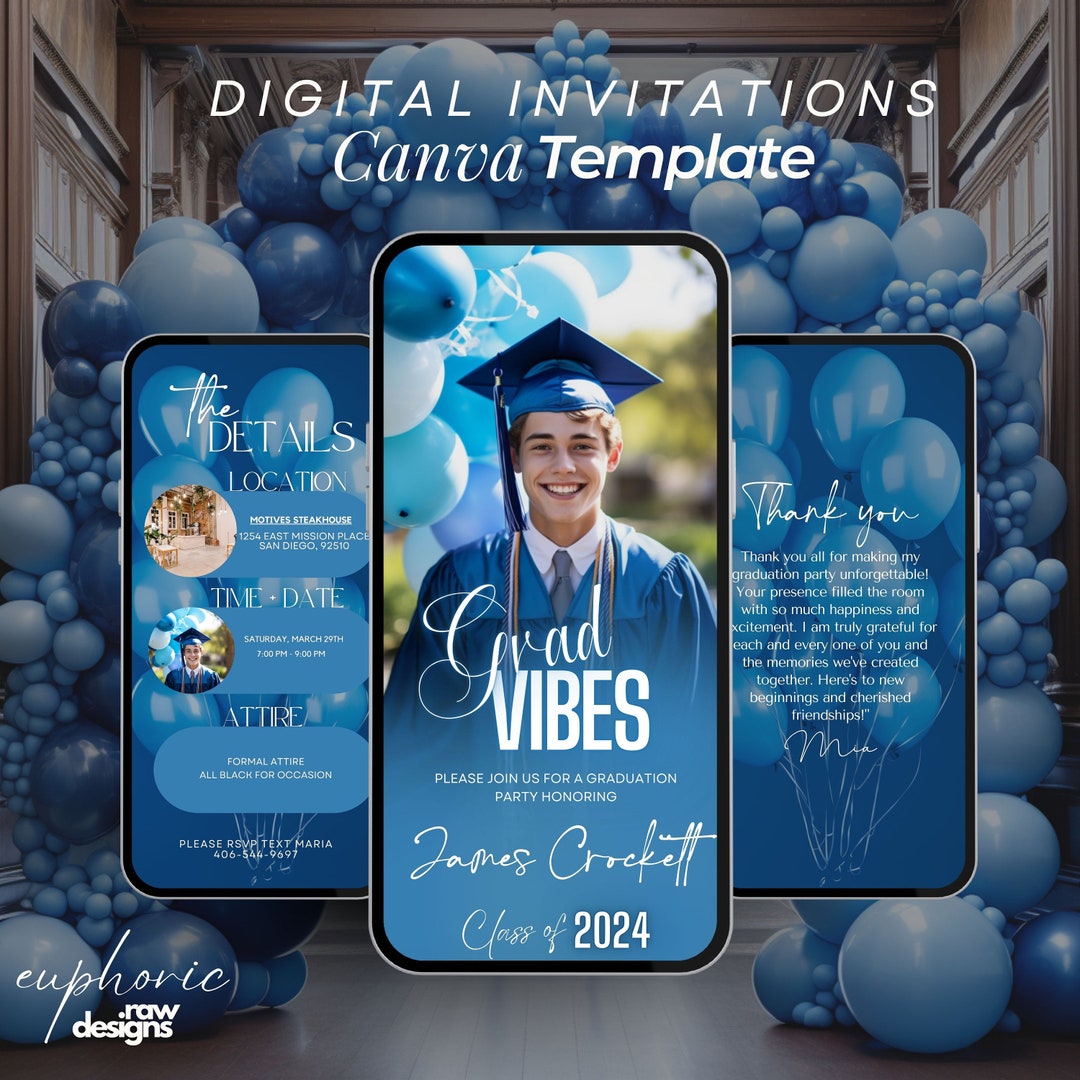 Class of 2024 Graduation Invites, Grad Announcement, High School ...