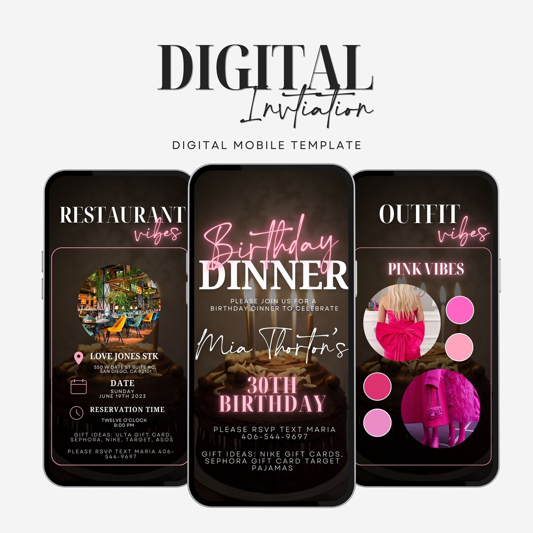 Digital Birthday Dinner Invitation Birthday Dinner Digital - Etsy