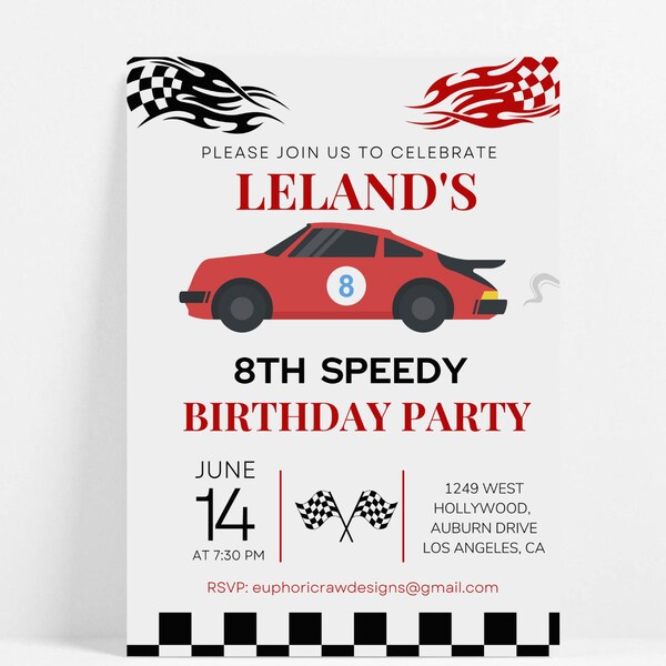 Speed Racer Party Invitation - Etsy