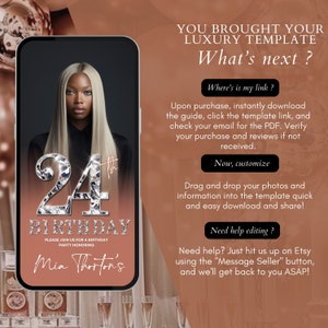 24th Birthday Party Invitation Editable Rose Gold , Animated Invite for ...