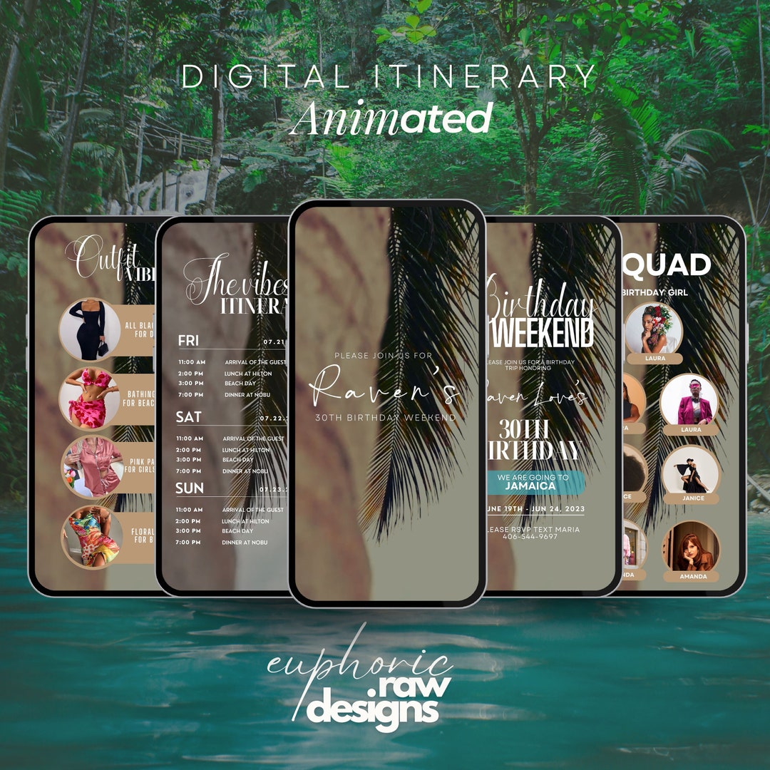 Animated Birthday Weekend Itinerary Template (digital) - Etsy