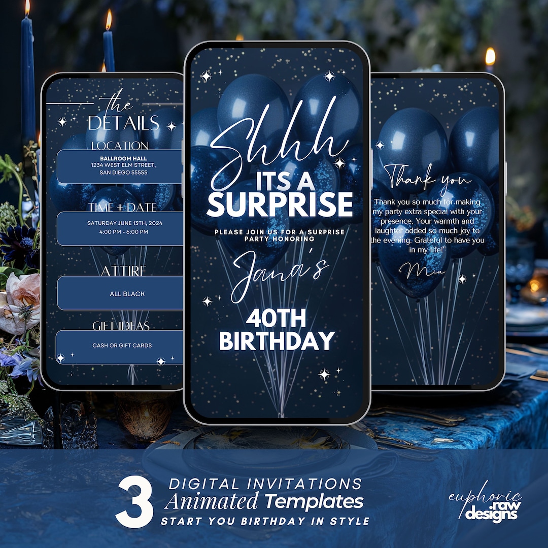 Surprise Party Birthday Invitation, Digital Shhh Its a Surprise ...