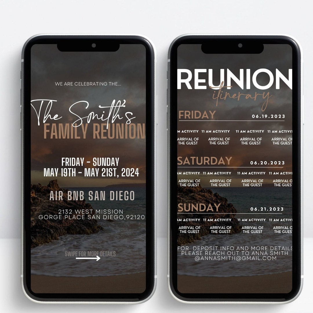 Digital Family Reunion Trip Itinerary, Family Reunion Invitaiton ...