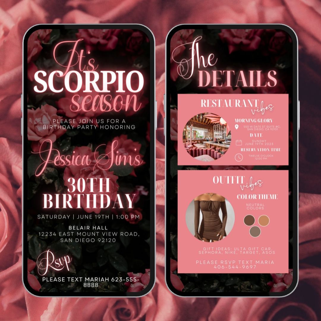 Scorpio Season Birthday Invitation Template (digital Download) - Etsy