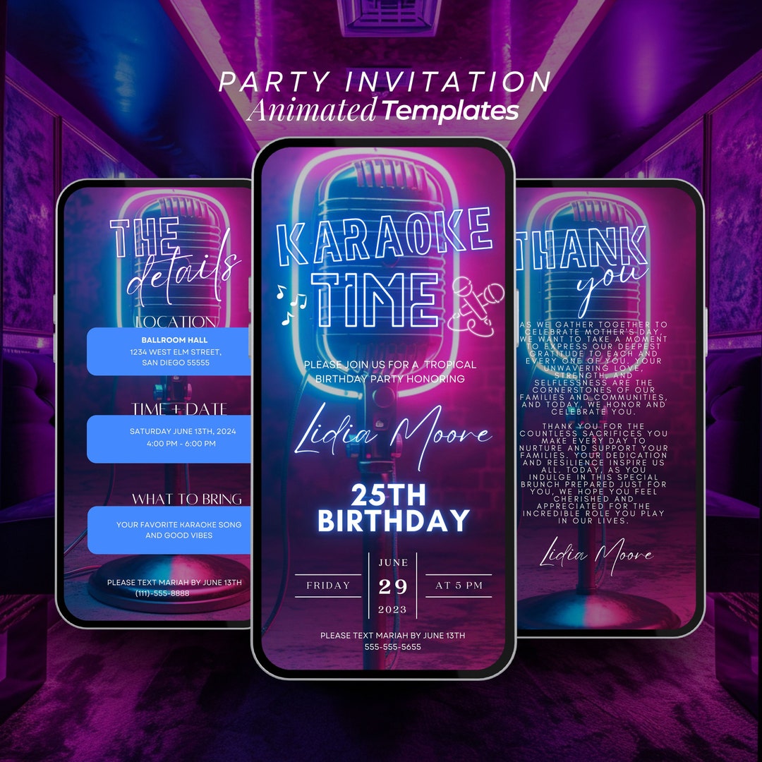 Karaoke Birthday Invitation, Music Party Invitation, Singing Party ...