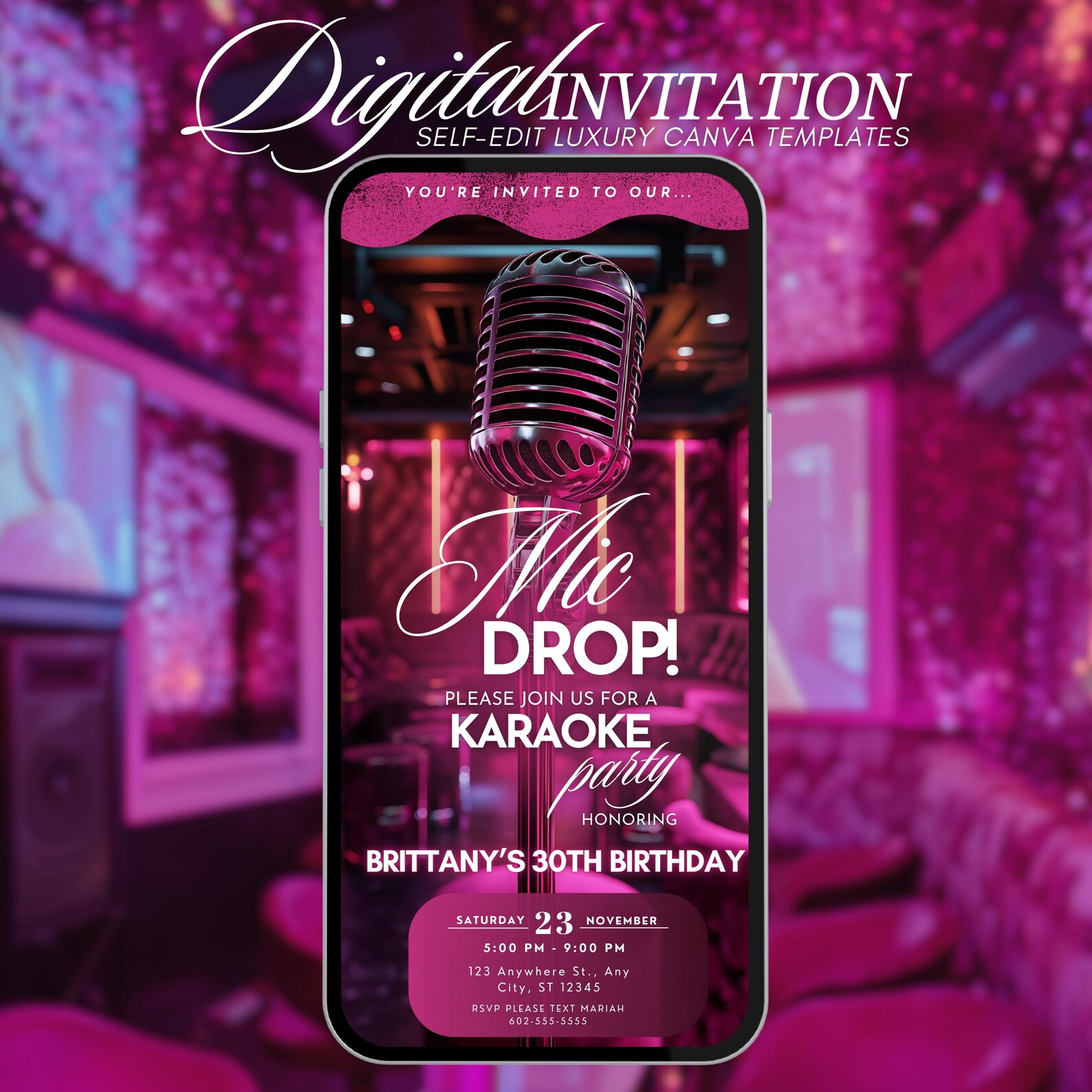 Karaoke Party Birthday Invitation, Animated Karaoke Night Invite ...