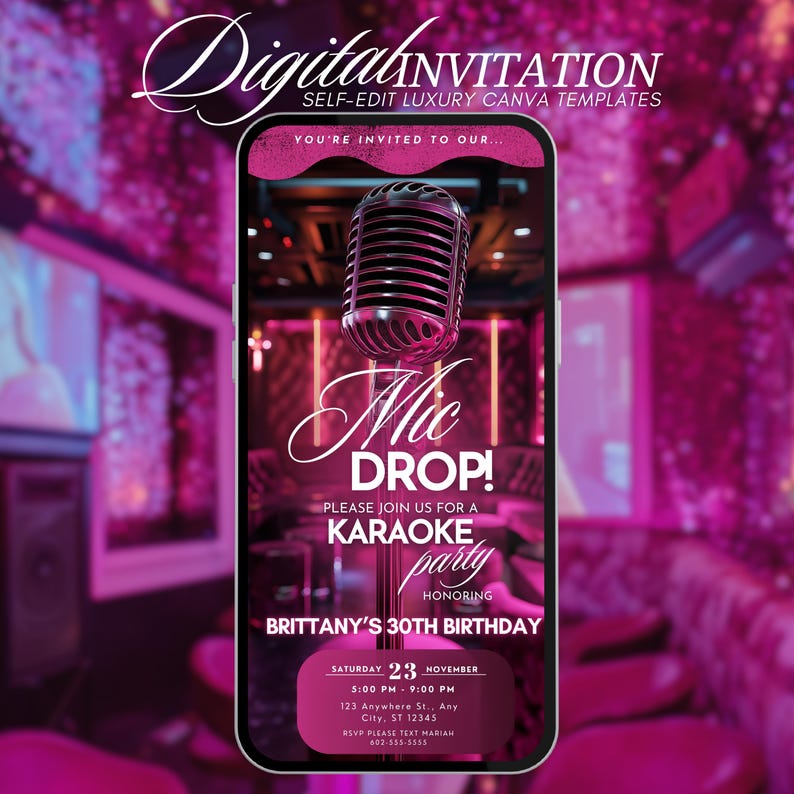 Animated Karaoke Birthday Invitation, Karaoke Night Party Invite ...