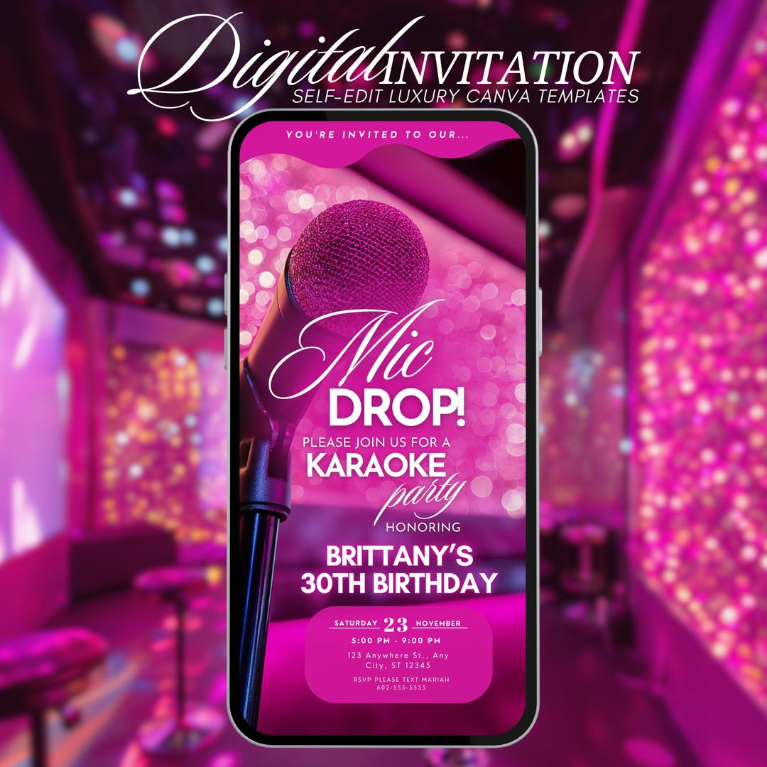Karaoke Party Birthday Invitation, Animated Karaoke Night Invite ...